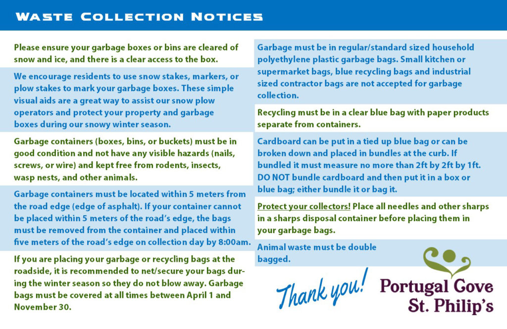 Garbage & Recycling Services - Town of Portugal Cove – St. Philips