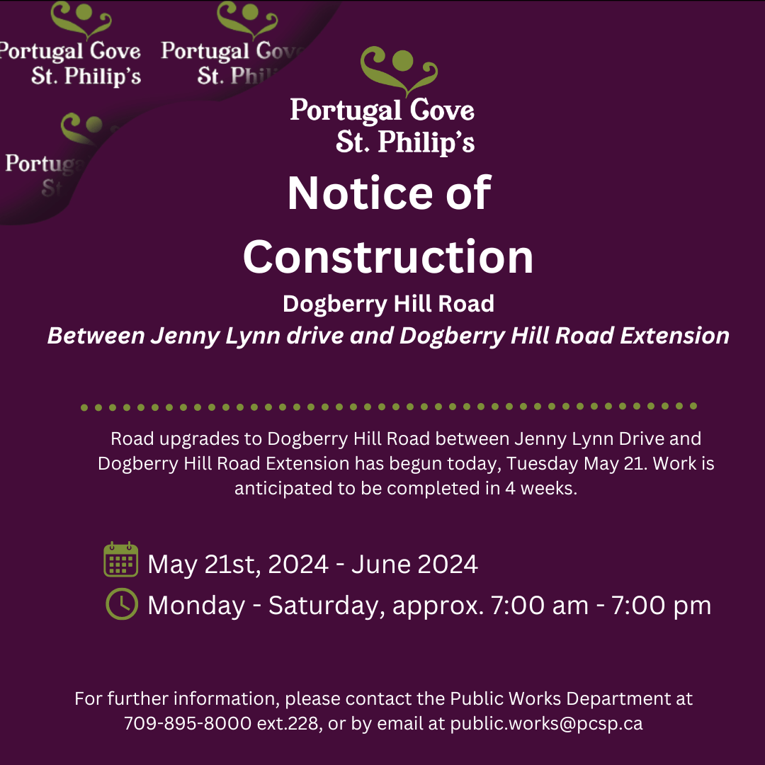 Road Upgrades: Dogberry Hill Road - Town of Portugal Cove – St. Philips
